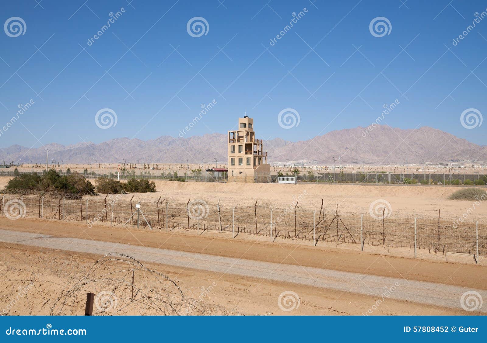 Israel - Jordan border stock photo. Image of watchtower - 57808452