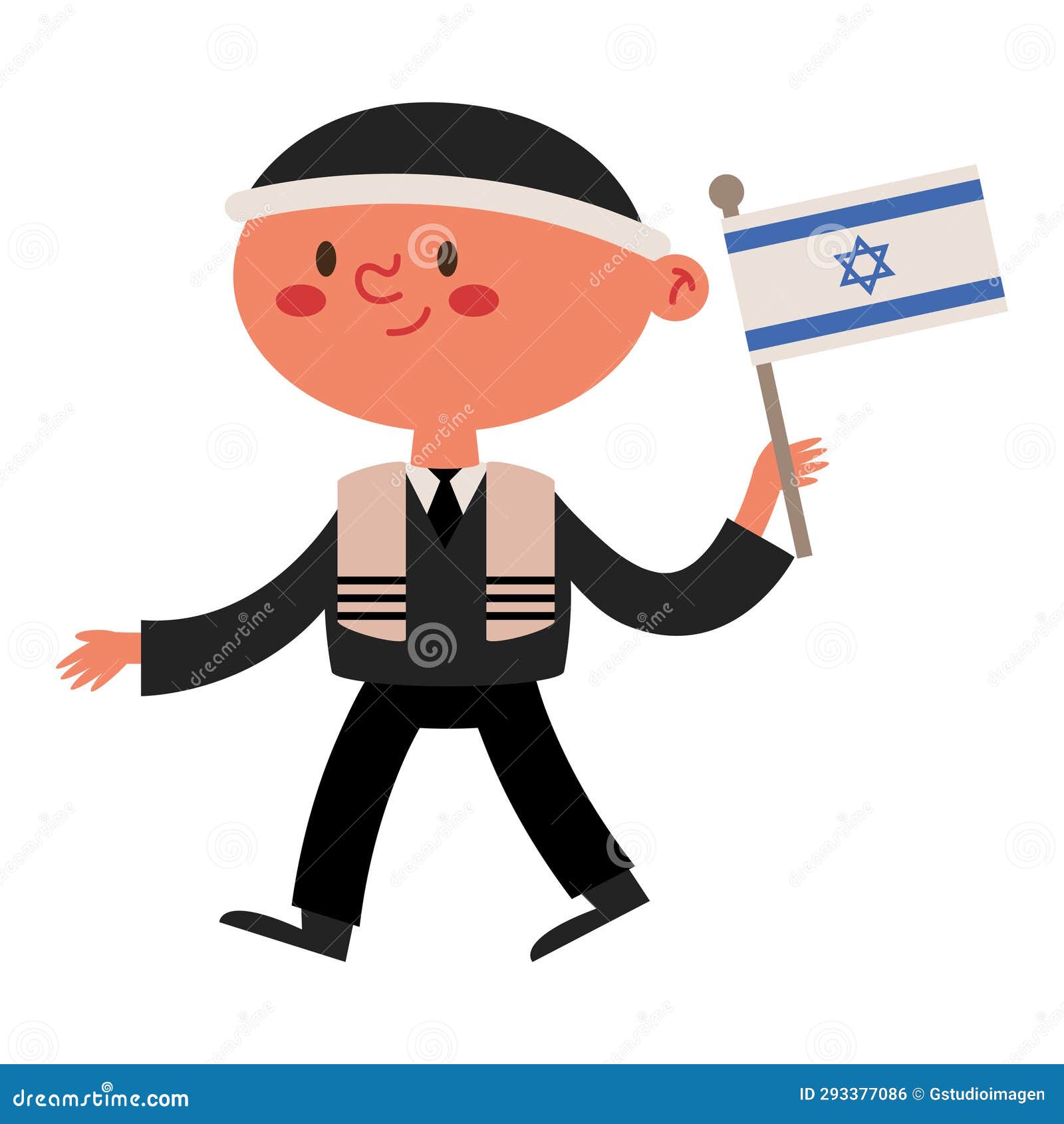Israel Man Walking with Flag Stock Illustration - Illustration of ...