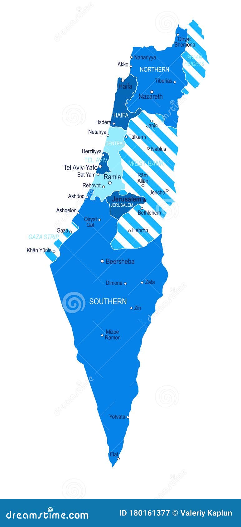Israel Map. Cities, Regions. Vector Stock Illustration - Illustration ...