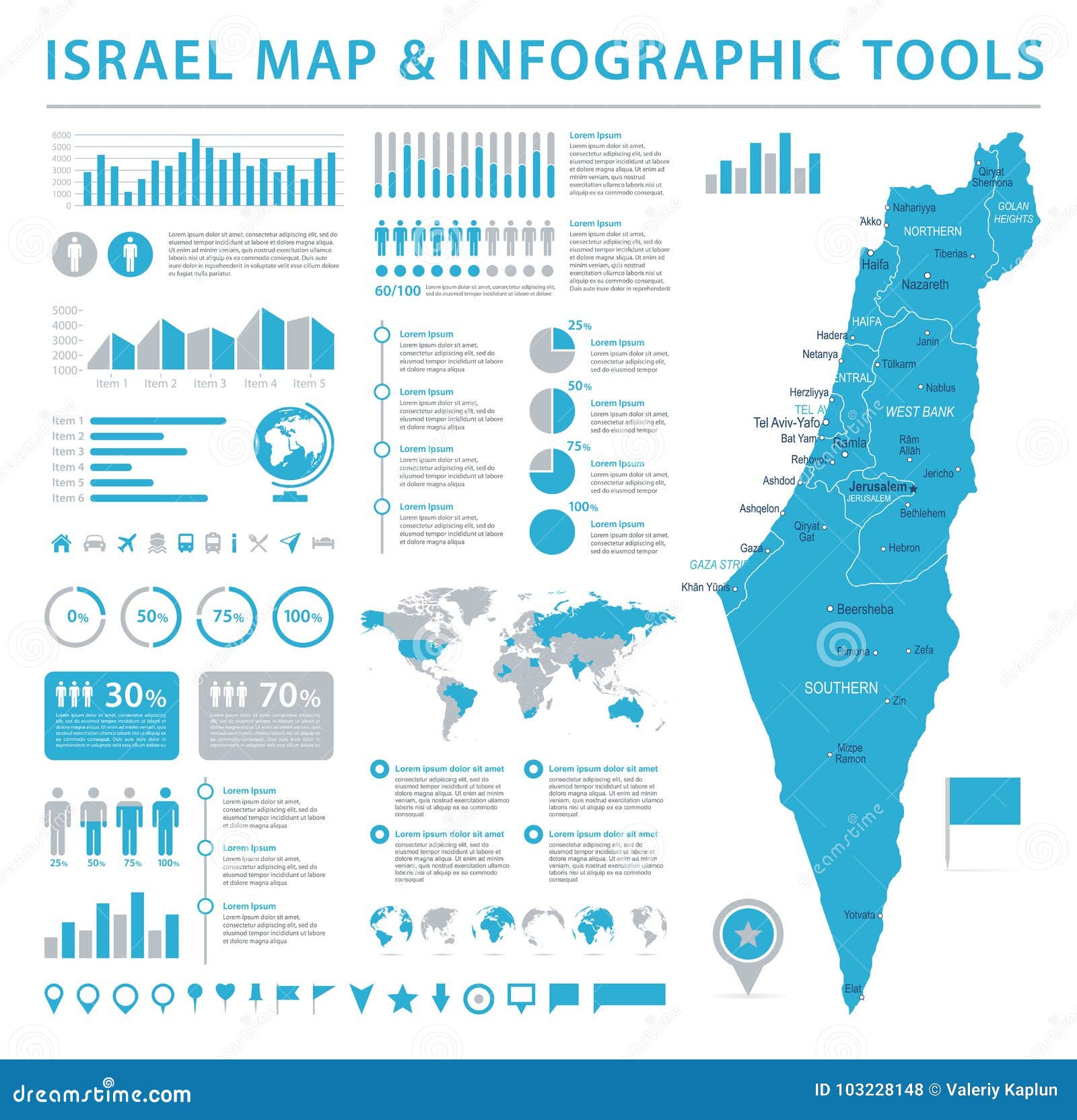 Israel Map - Info Graphic Vector Illustration Stock Illustration ...