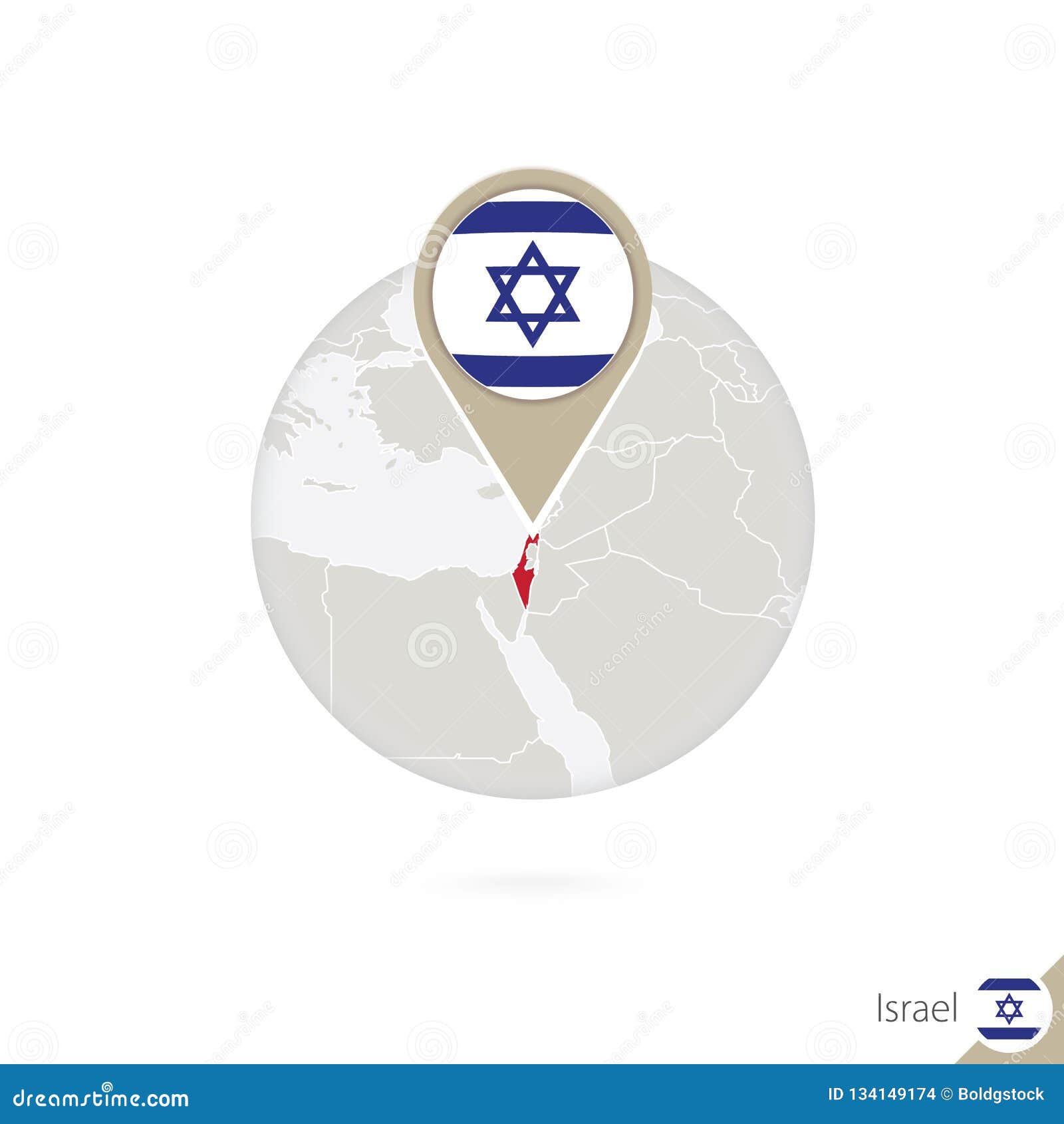 Israel Map and Flag in Circle. Map of Israel, Israel Flag Pin Stock ...
