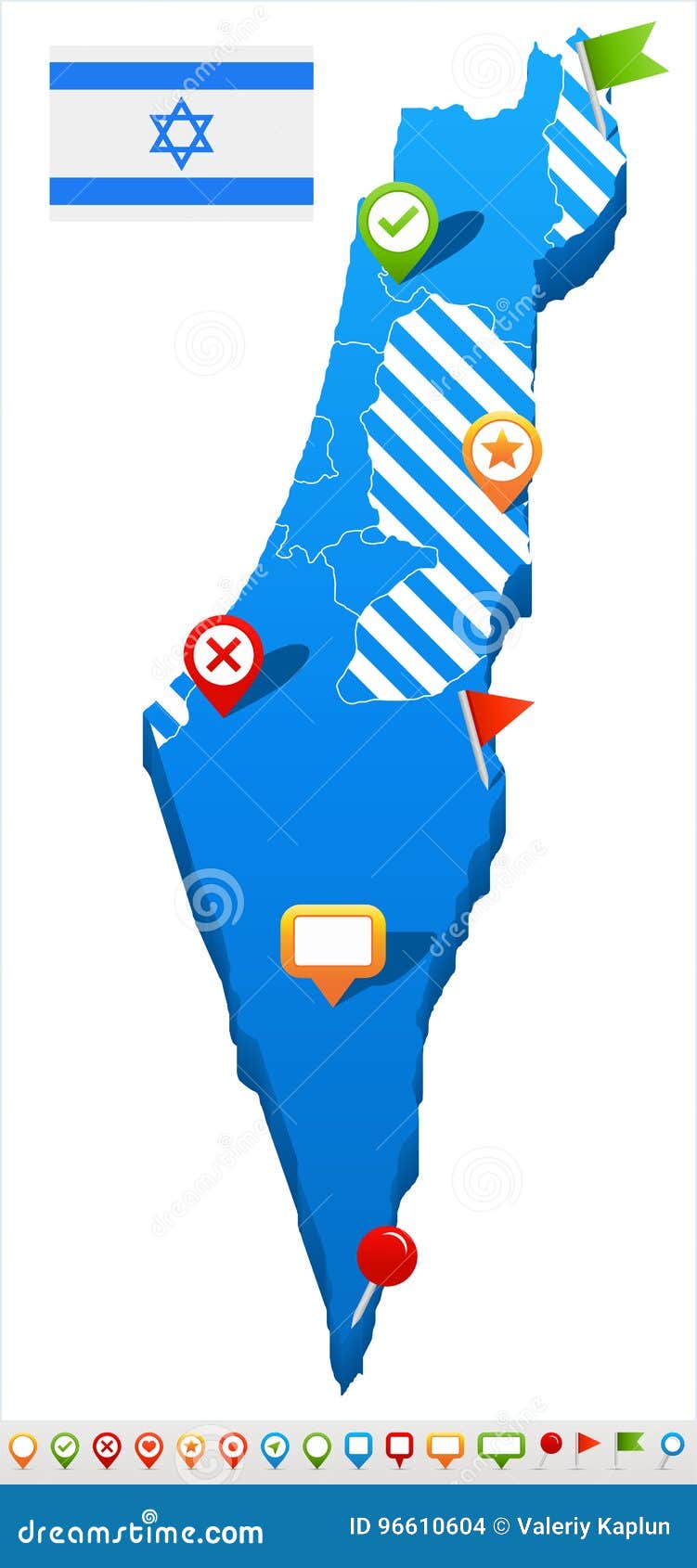 Israel - Map and Flag Illustration Stock Illustration - Illustration of ...