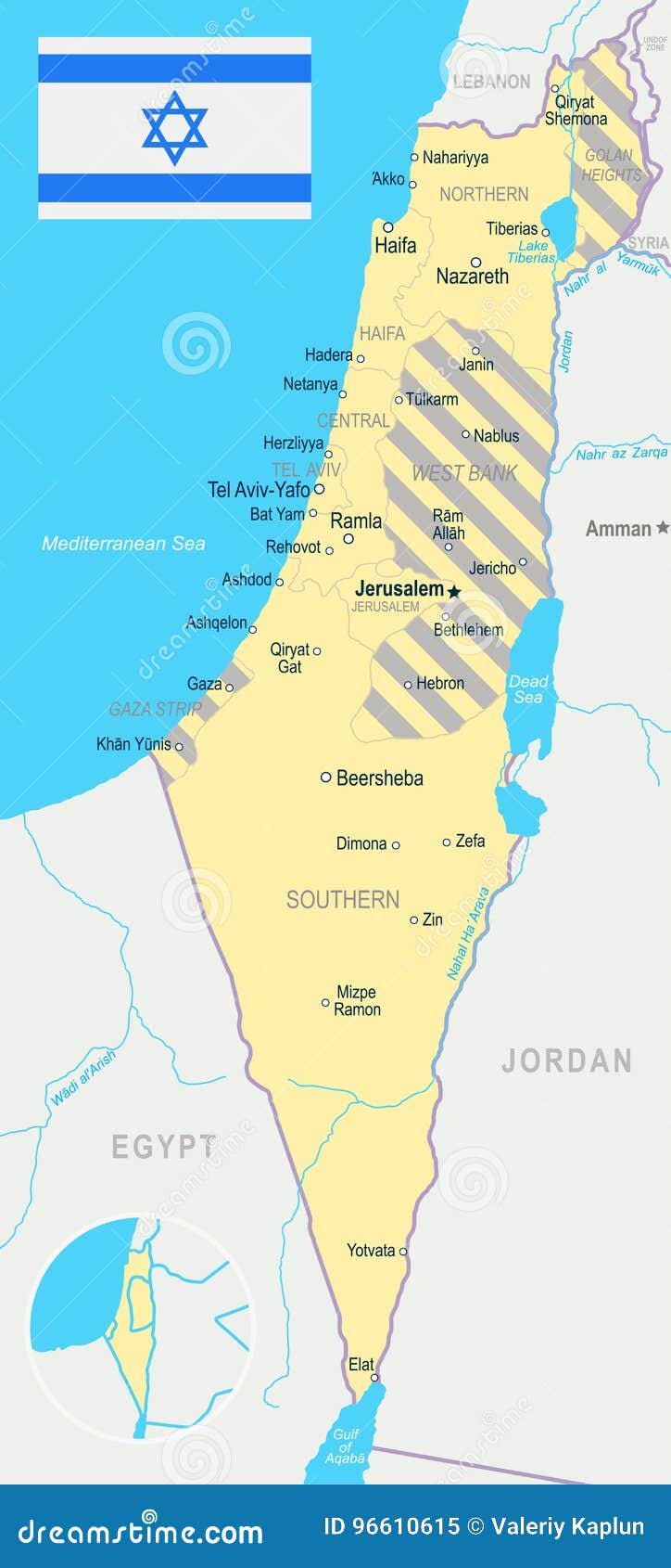 Israel - Map and Flag Illustration Stock Illustration - Illustration of ...