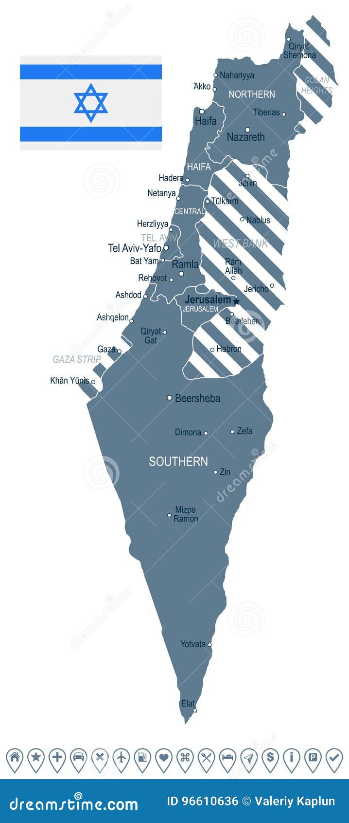 Israel - Map and Flag Illustration Stock Illustration - Illustration of ...