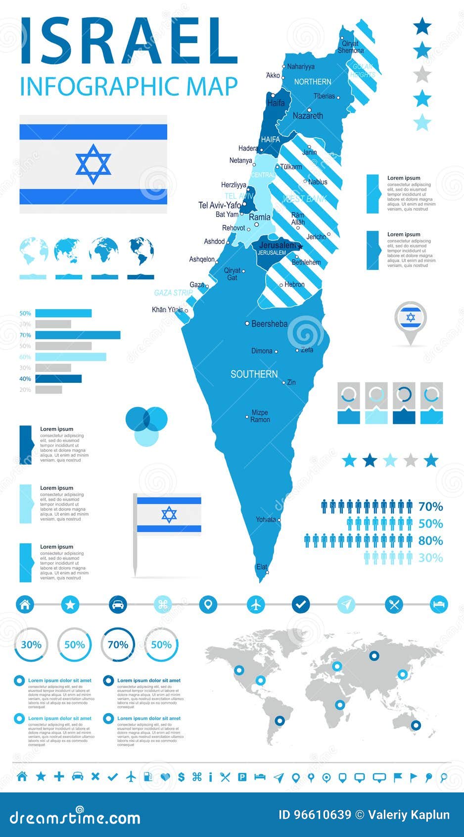 Israel - Map and Flag Illustration Stock Illustration - Illustration of ...