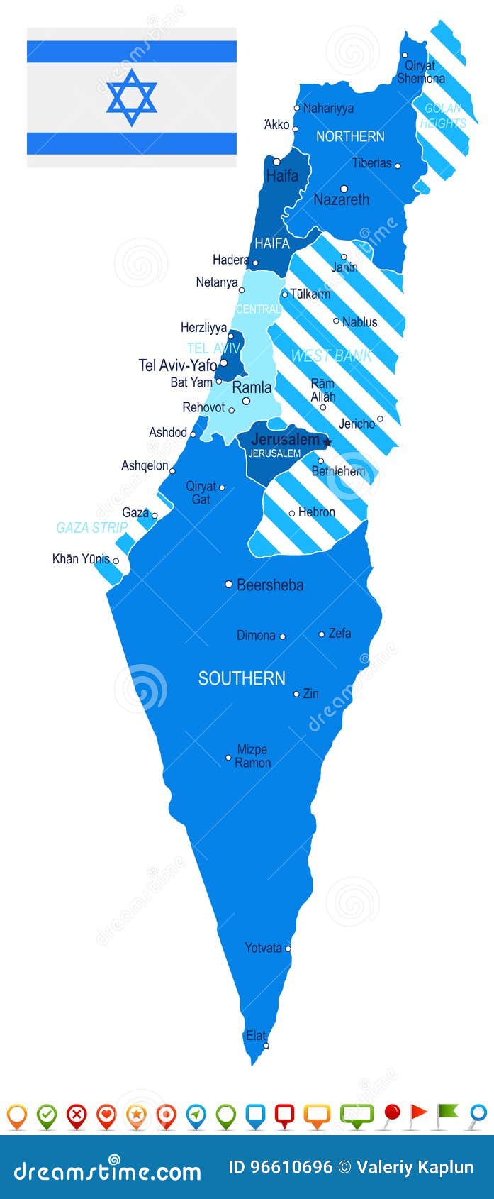 Israel - Map and Flag Illustration Stock Illustration - Illustration of ...