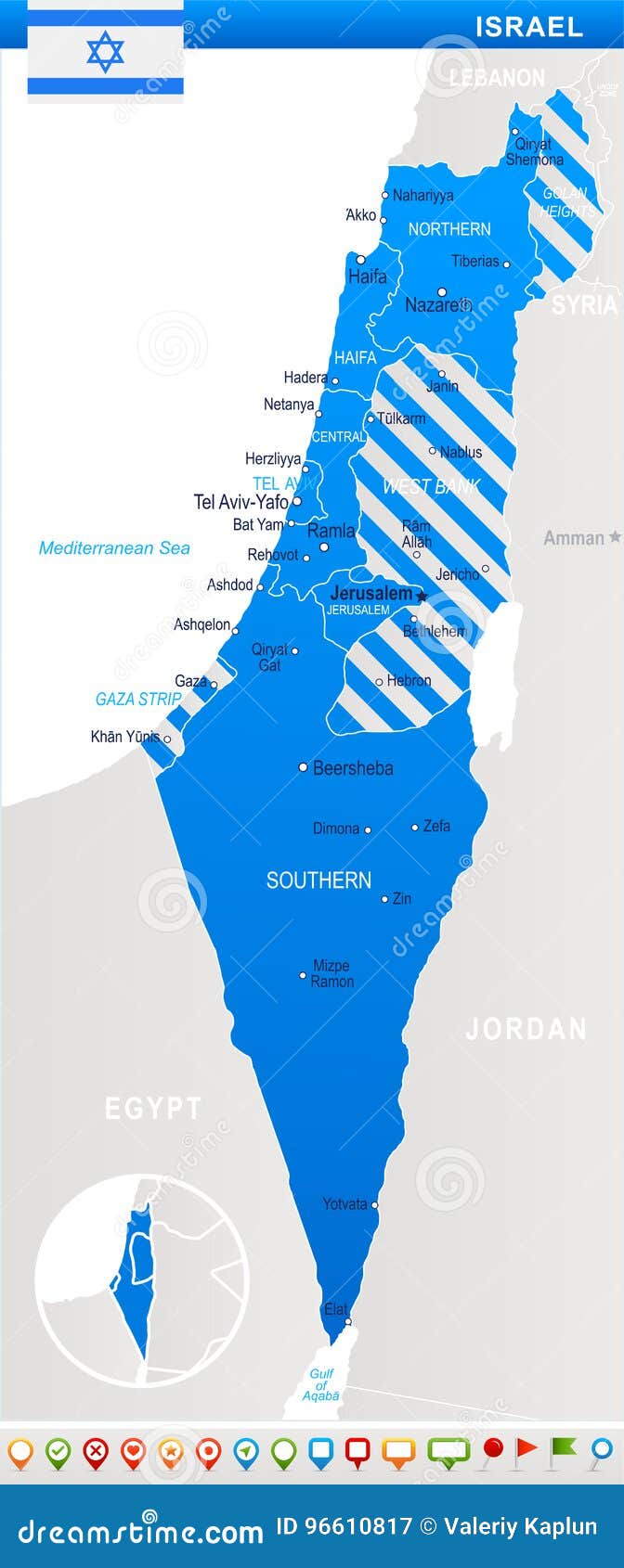 Israel - Map and Flag Illustration Stock Illustration - Illustration of ...