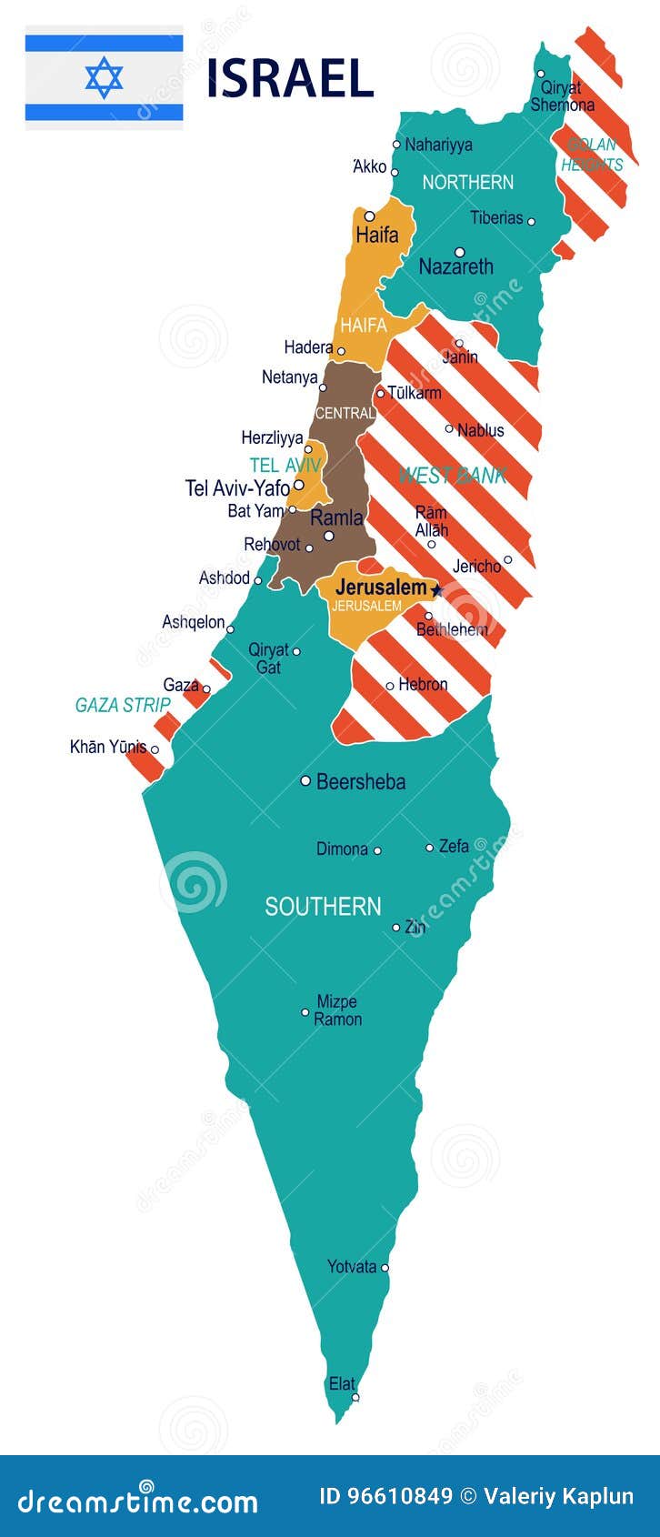 Israel - Map and Flag - Illustration Stock Illustration - Illustration ...