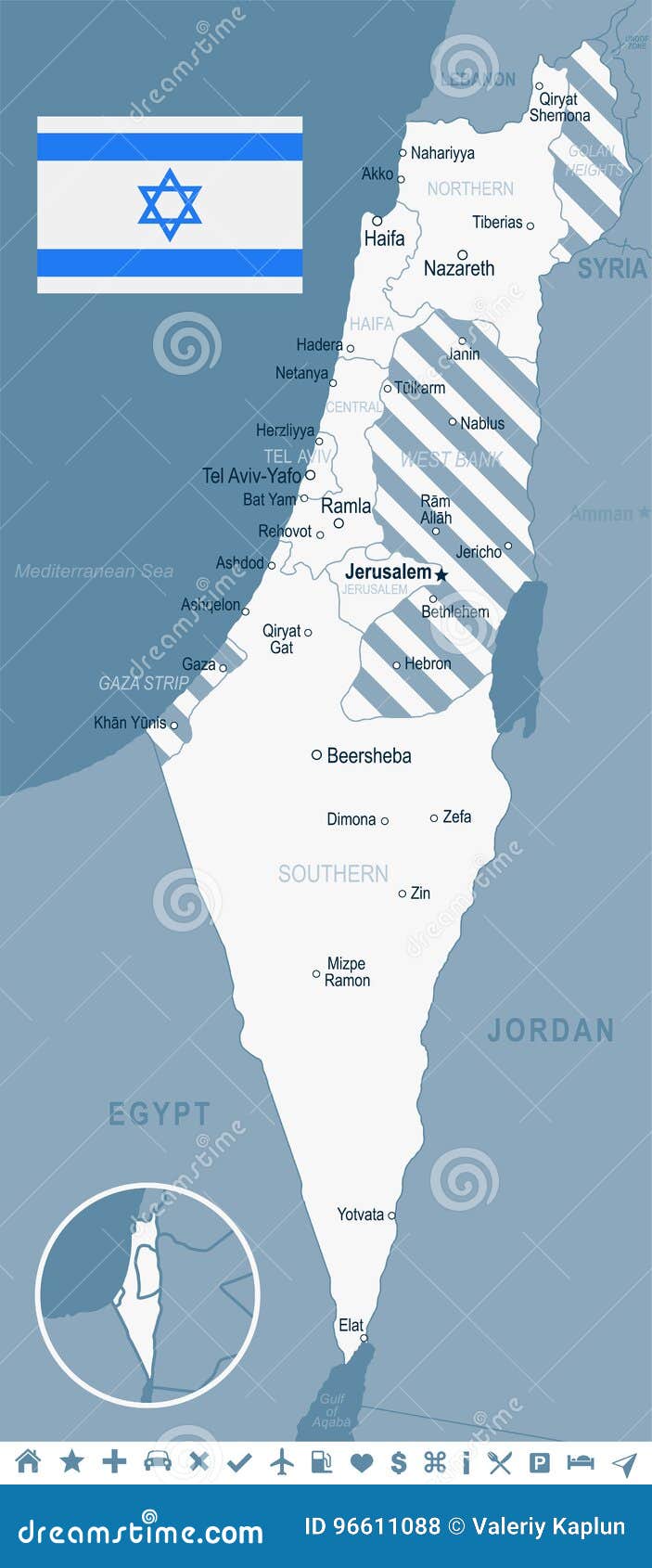 Israel - Map and Flag Illustration Stock Illustration - Illustration of ...