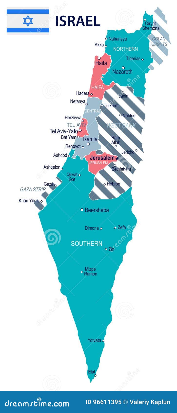 Israel - Map and Flag Illustration Stock Illustration - Illustration of ...