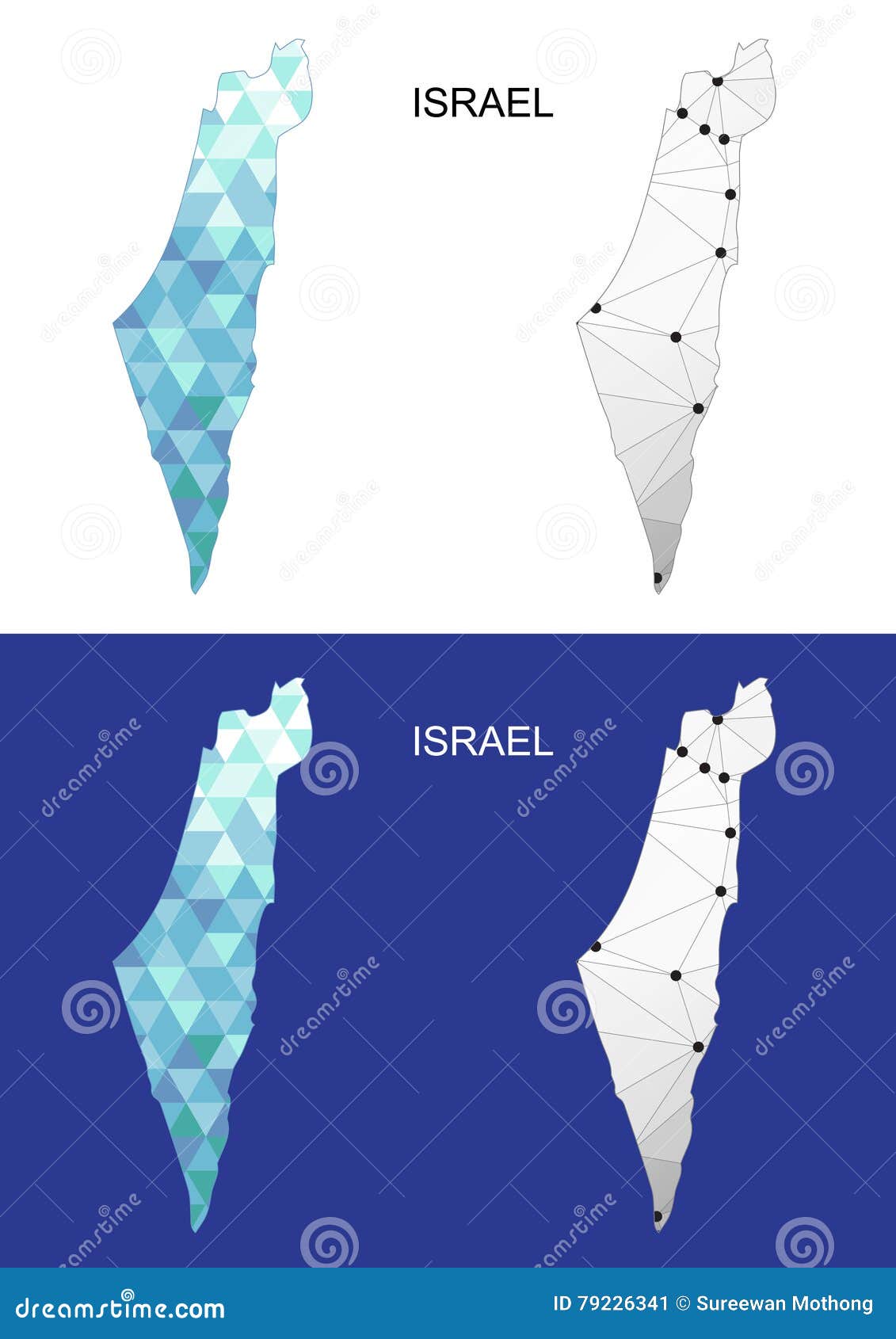 Israel Map in Geometric Polygonal Style. Abstract Gems Triangle. Stock ...