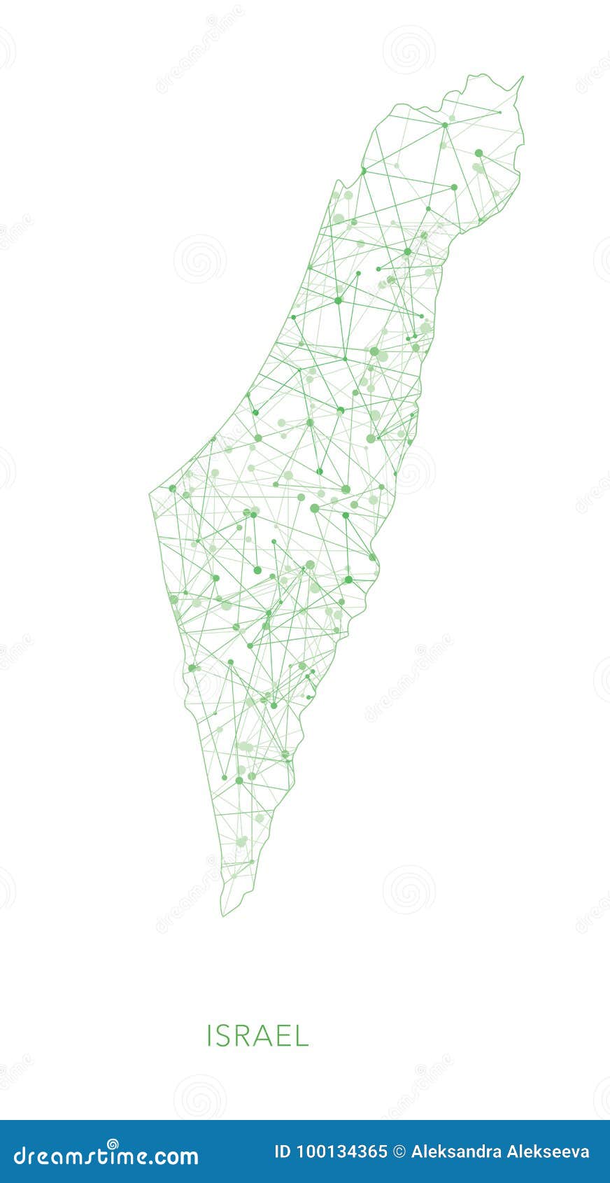 Israel Map, Green Dotted Net Vector Background Stock Vector ...