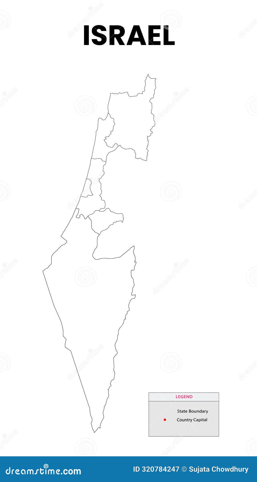 Israel Map. Outline State Map of Israel Stock Vector - Illustration of ...