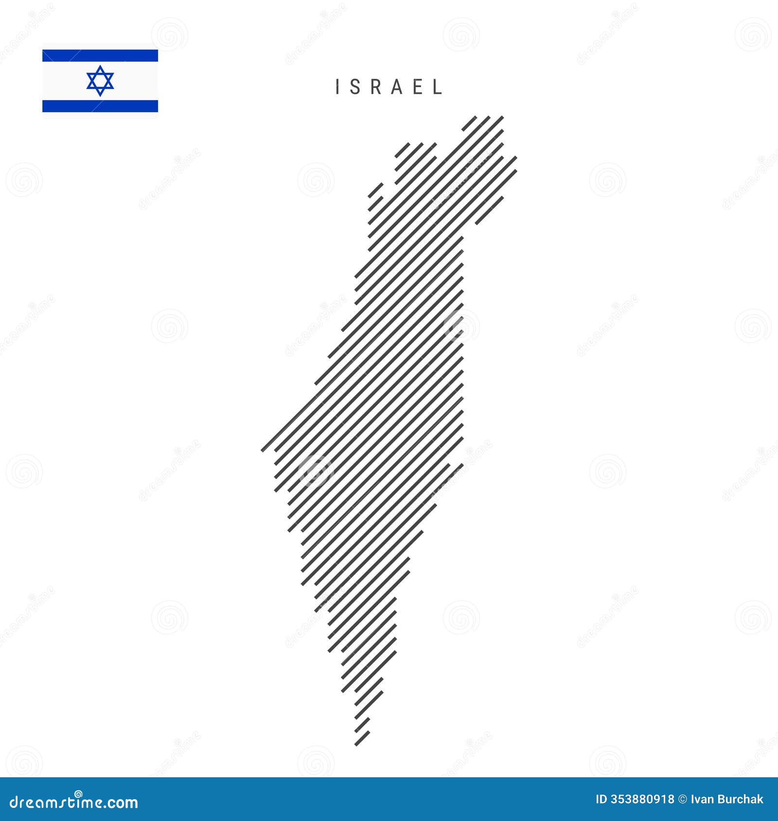 Israel Map from Pattern of Black Slanted Parallel Lines. Flat Vector ...