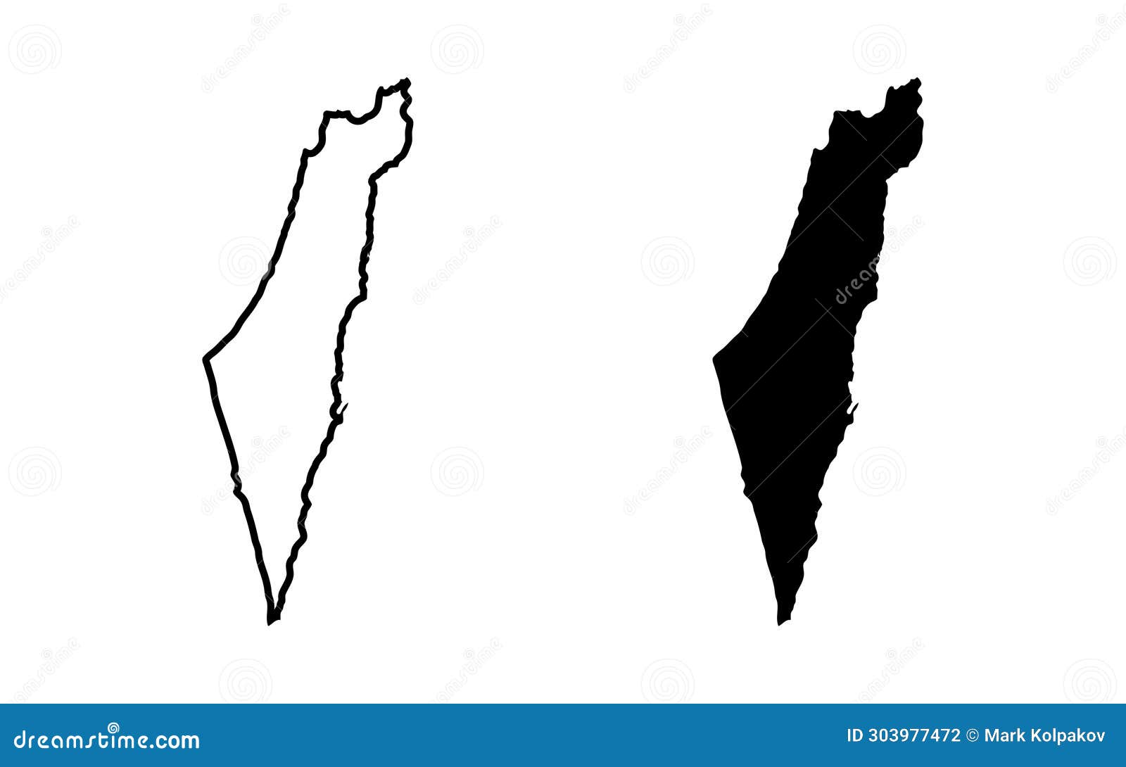 Israel Map Silhouette Linear and Black Illustration. Vector Stock ...
