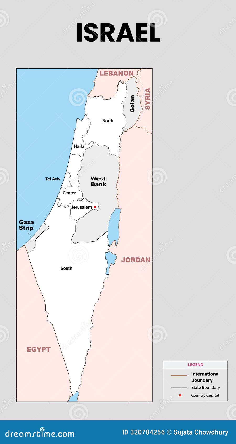 Israel Map. State and District Map of Israel Stock Vector ...