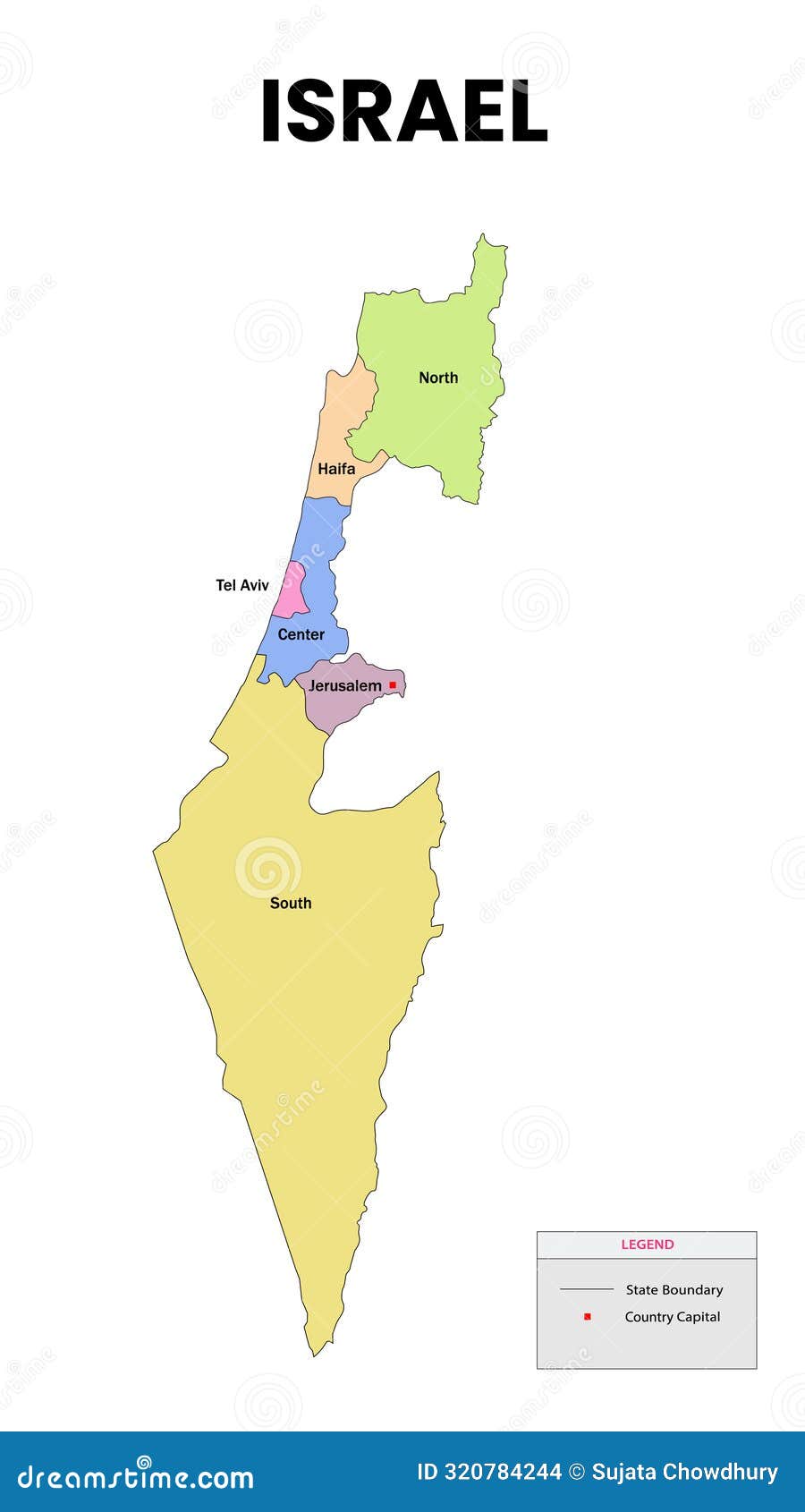 Israel Map. State And District Map Of Israel. Detailed Colourful Map Of ...
