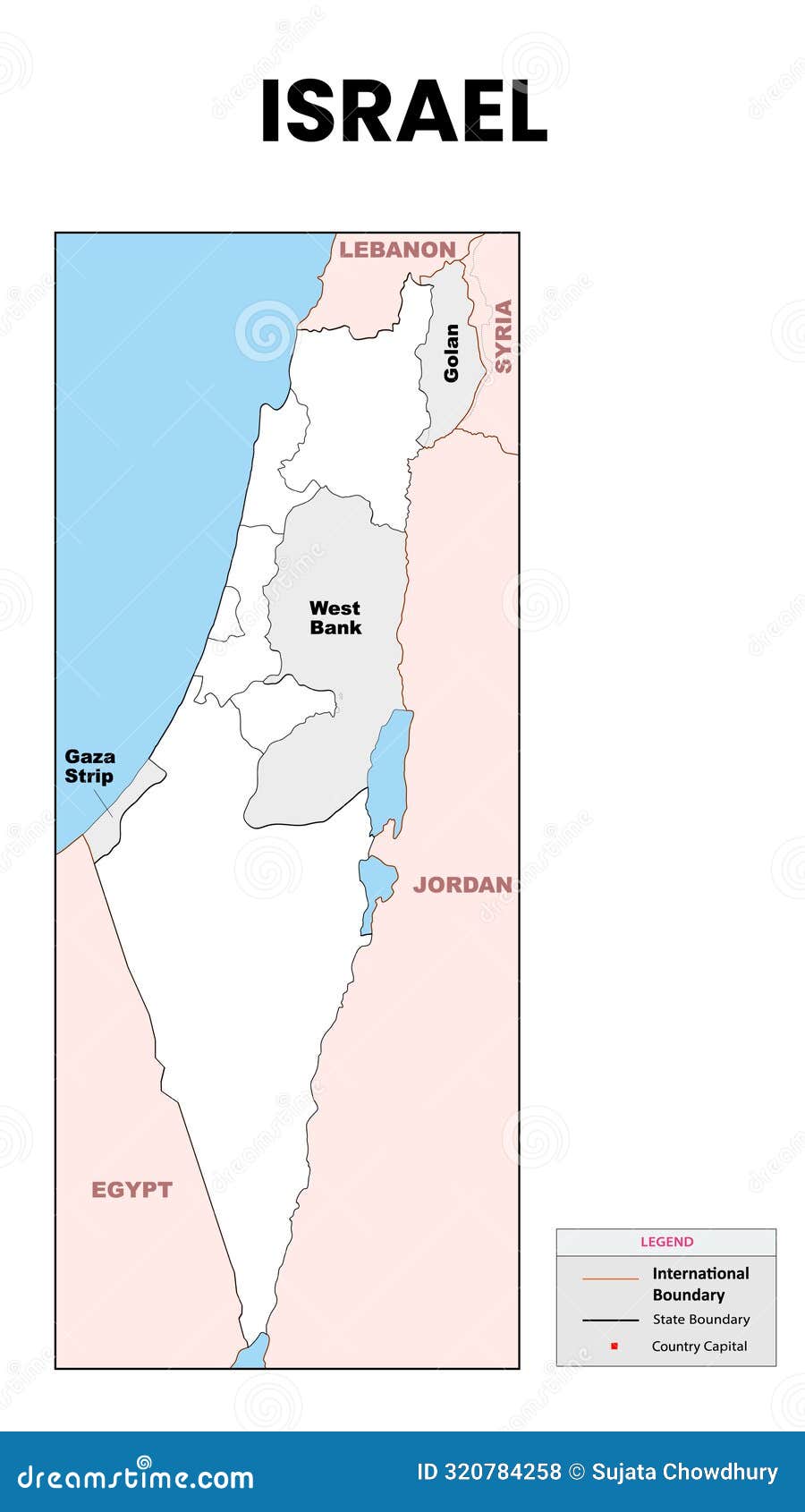 Israel Map. State and District Map of Israel Stock Vector ...