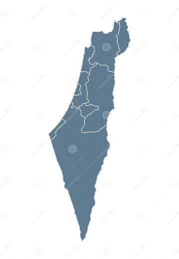 Israel Map - Vector Solid Contour and State Regions Stock Illustration ...