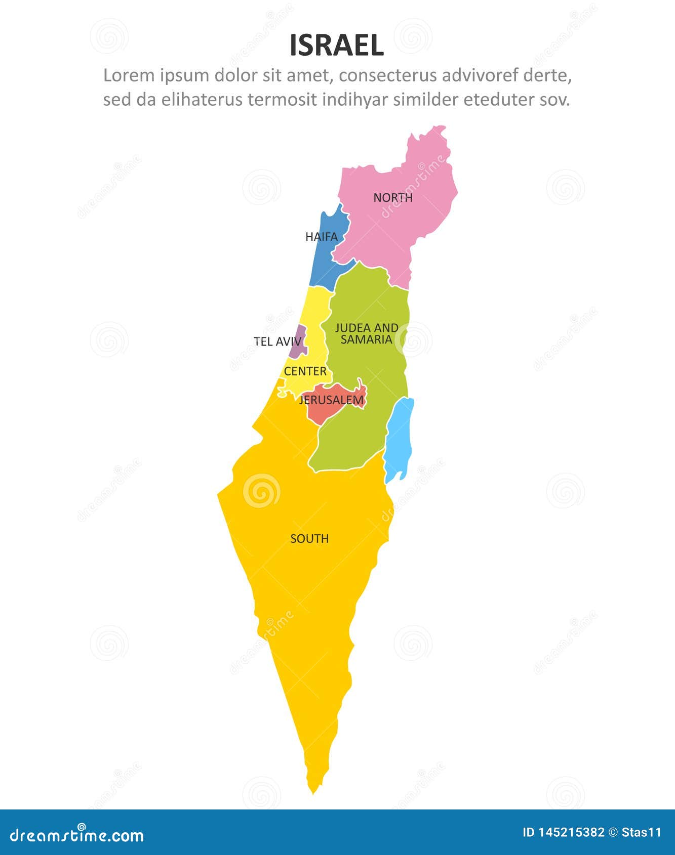 Israel Multicolored Map with Regions. Vector Illustration Stock Vector ...