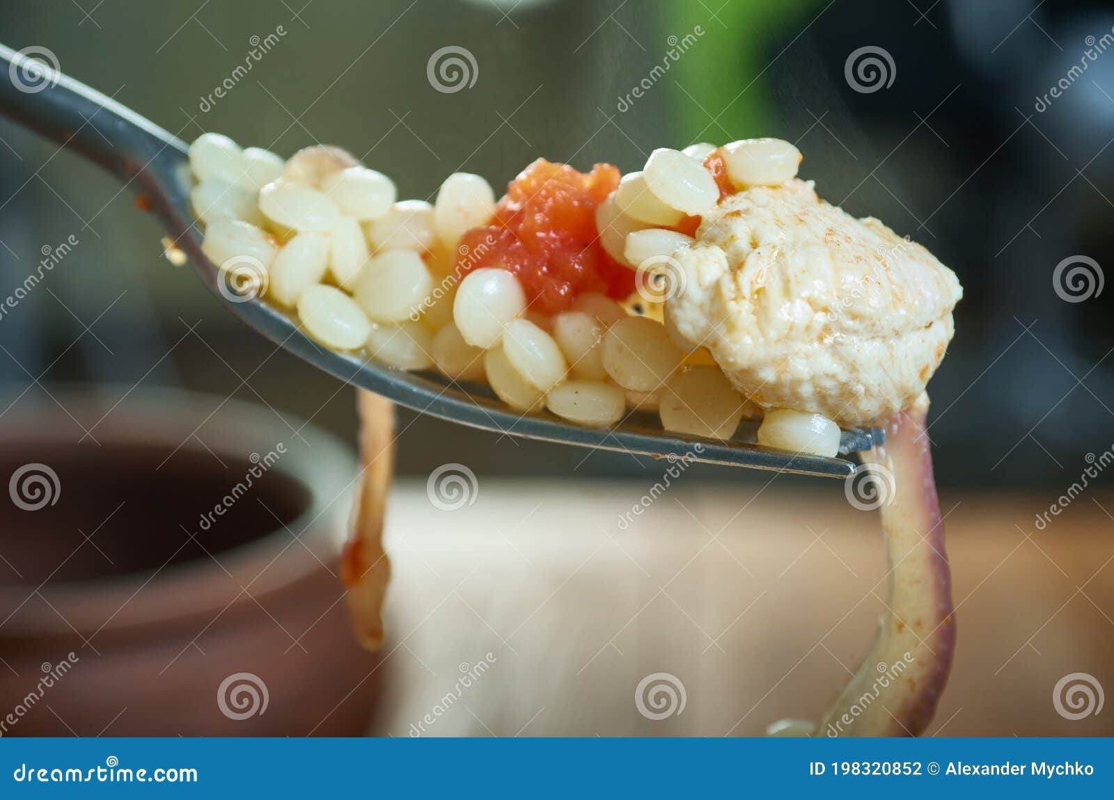 Israel One Pot Garlicky Ptitim Stock Photo - Image of grilled, salad ...