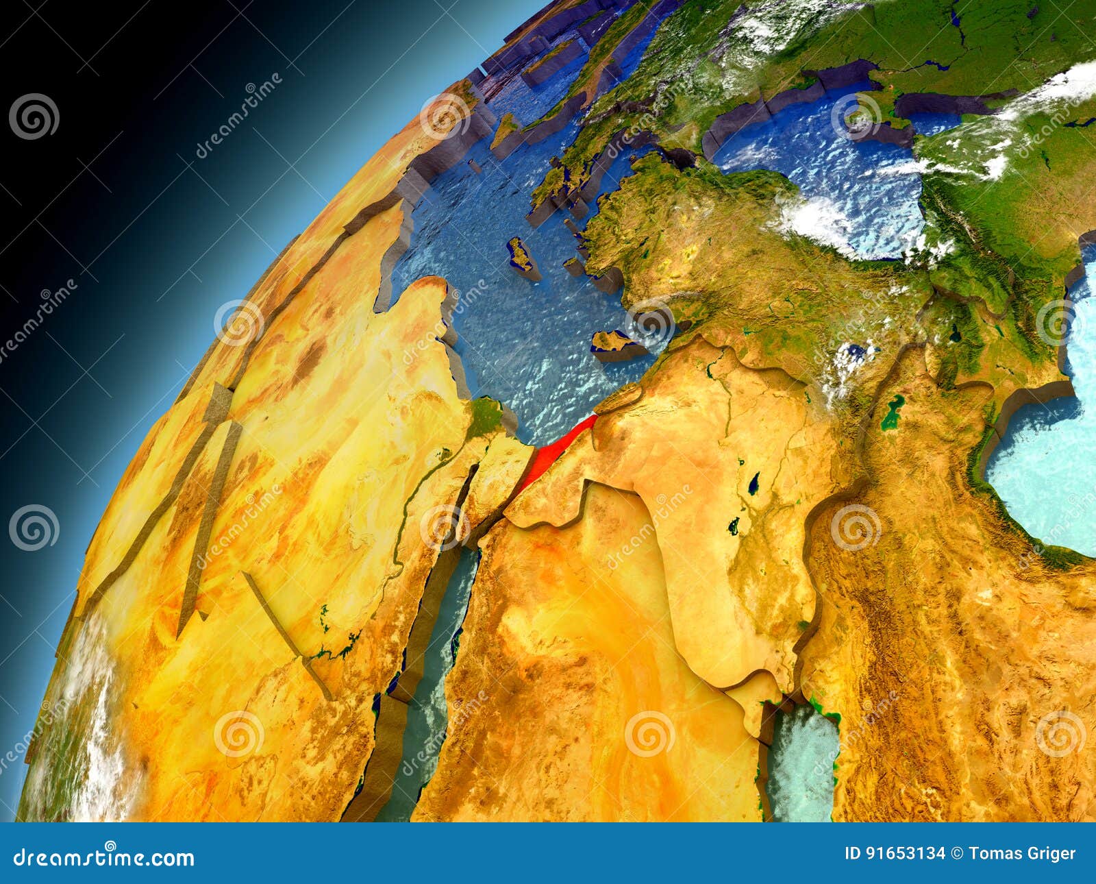Israel from Orbit of Model Earth Stock Illustration - Illustration of ...