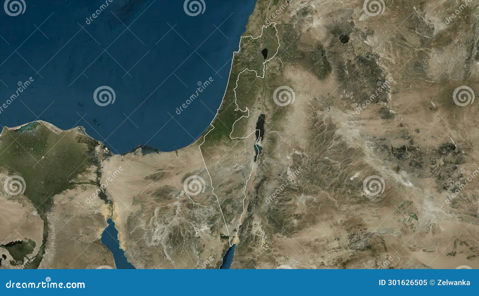 Israel Outlined. High-res Satellite Stock Illustration - Illustration ...
