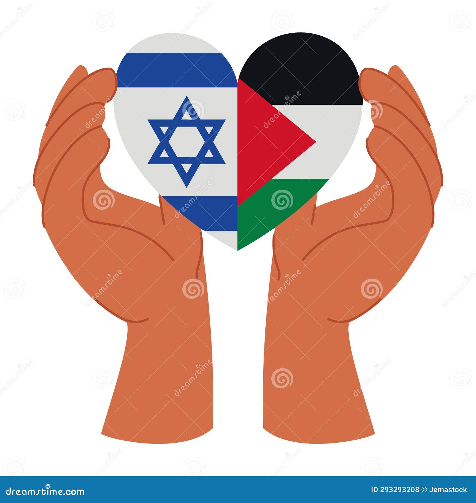 Israel and Palestine Flags with Hands Stock Vector - Illustration of ...