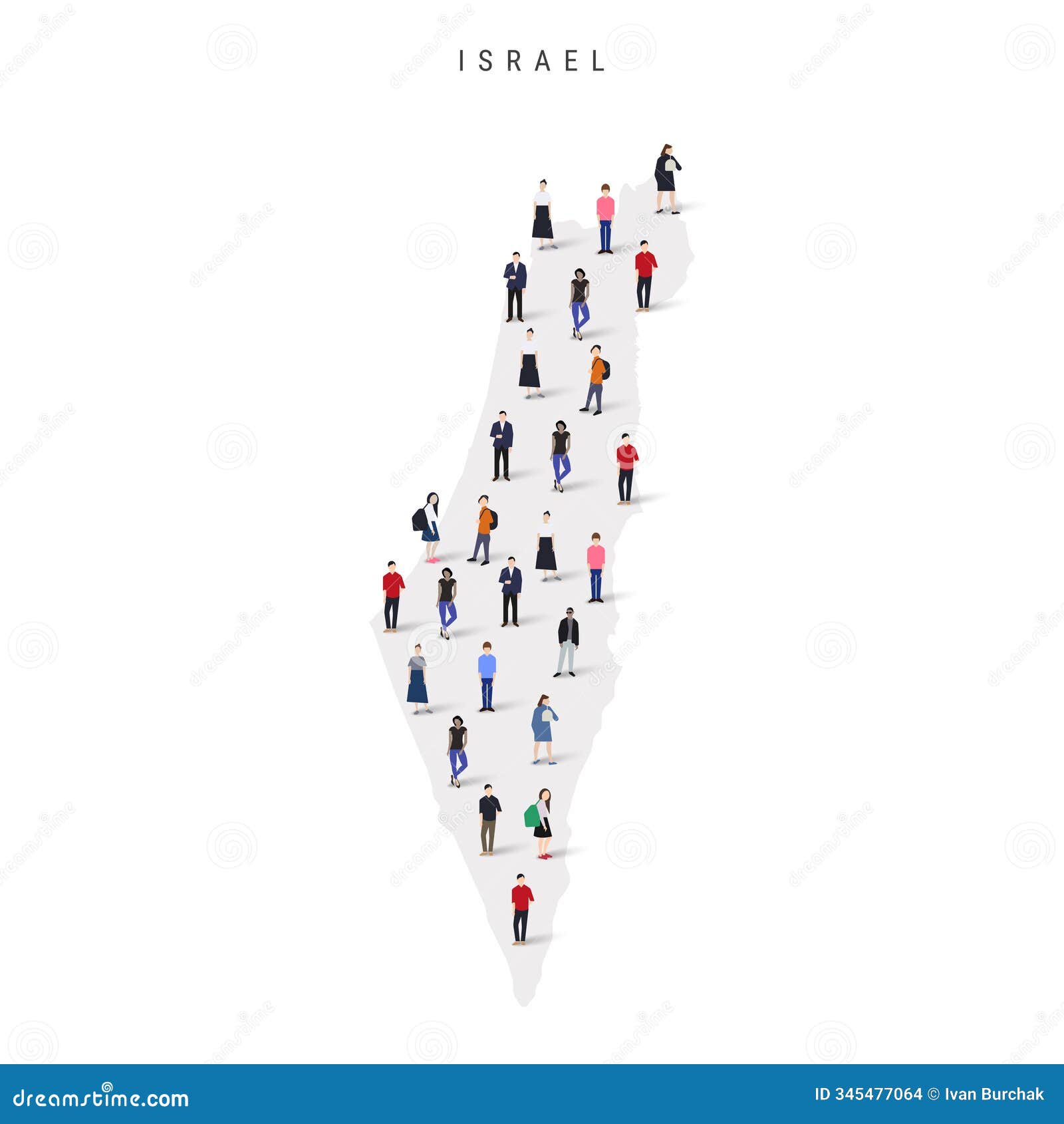 Israel Population Map. Large Group of People in a Shape of Israeli Map ...