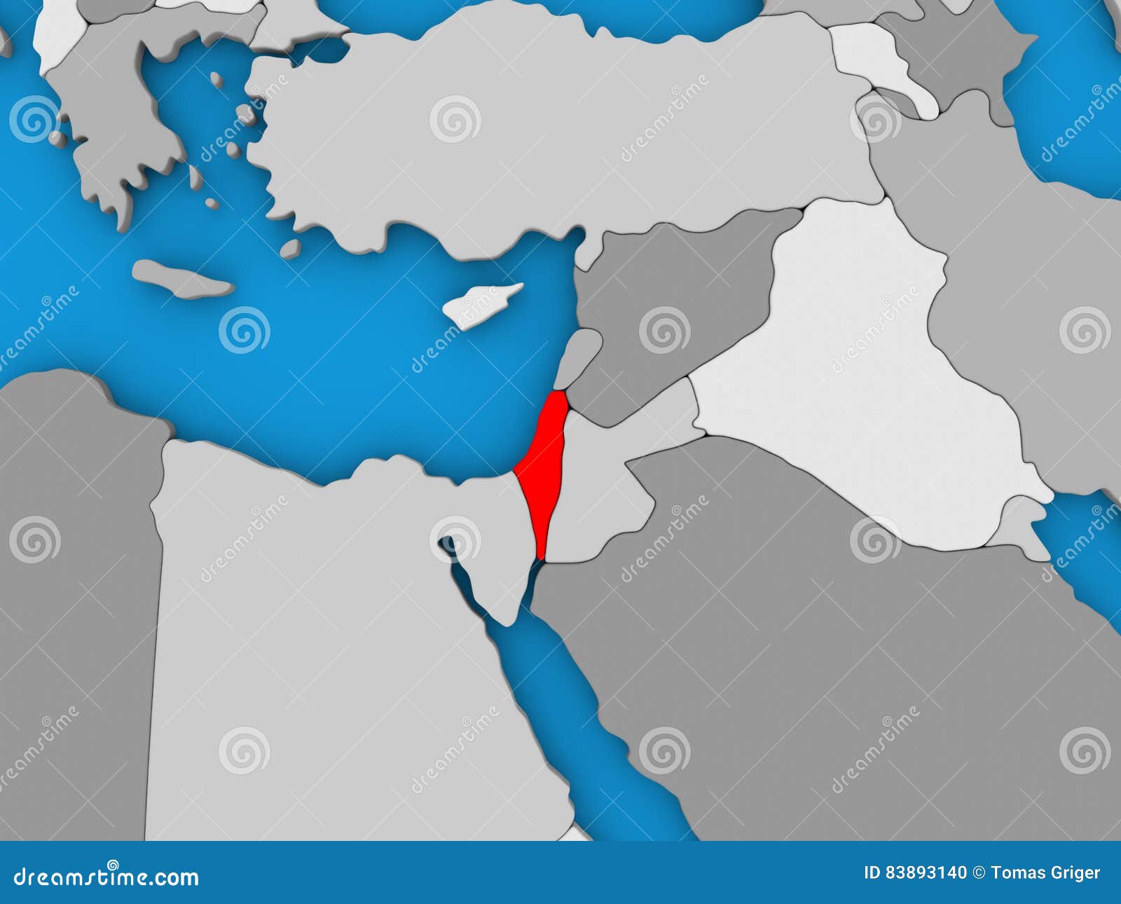 Israel in red on globe stock illustration. Illustration of ...