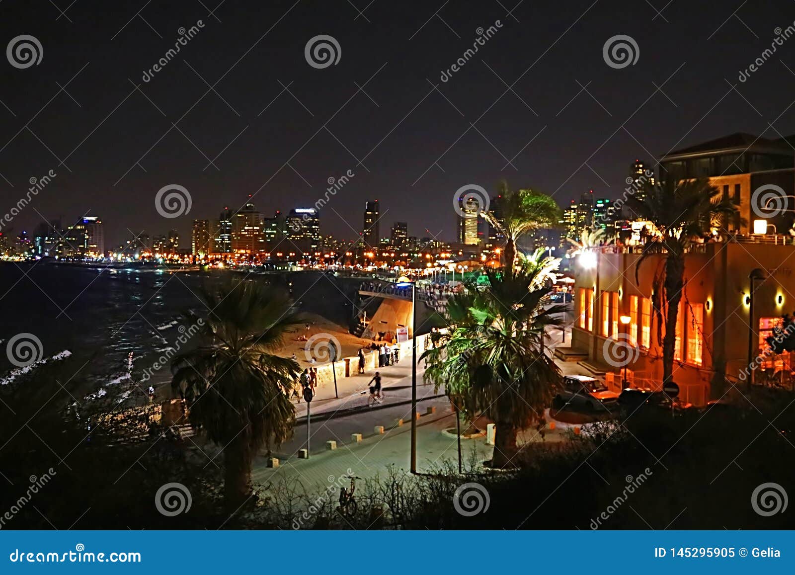 Tel Aviv, Israel. View from Jaffa at Night Editorial Image - Image of ...