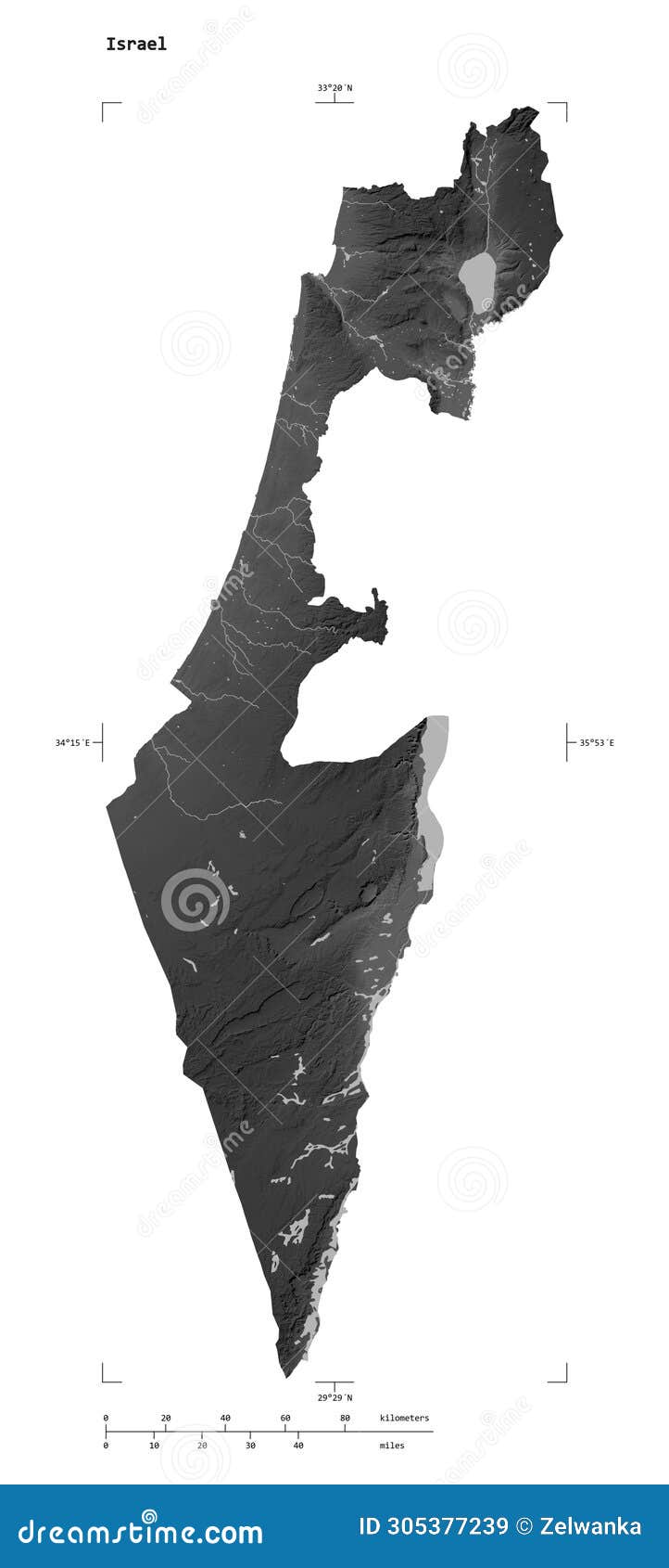 Israel Shape on White. Grayscale Stock Illustration - Illustration of ...