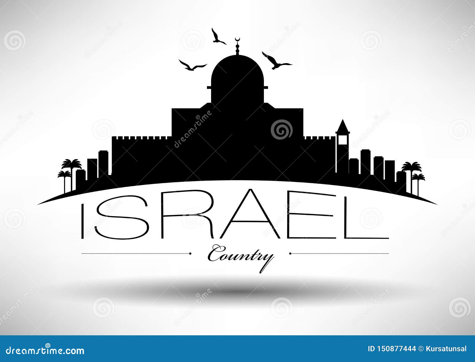Israel Skyline And Landmarks Silhouette Cartoon Vector | CartoonDealer ...