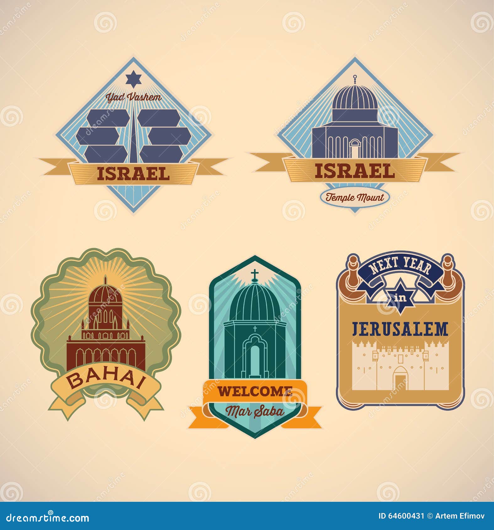 Israel tour labels stock vector. Illustration of city - 64600431