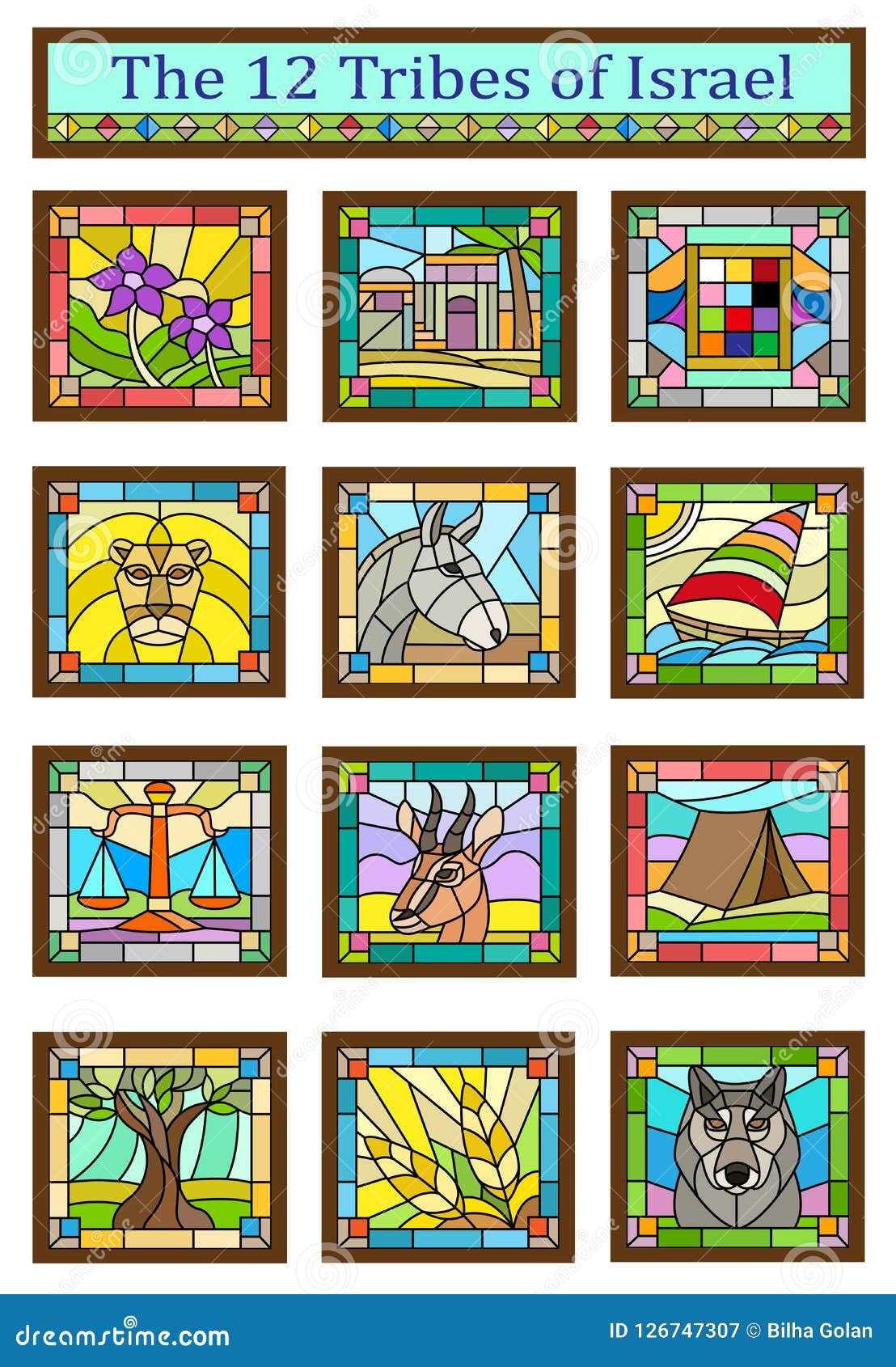 Israel Tribes Symbols vector illustratie. Illustration of tent - 126747307