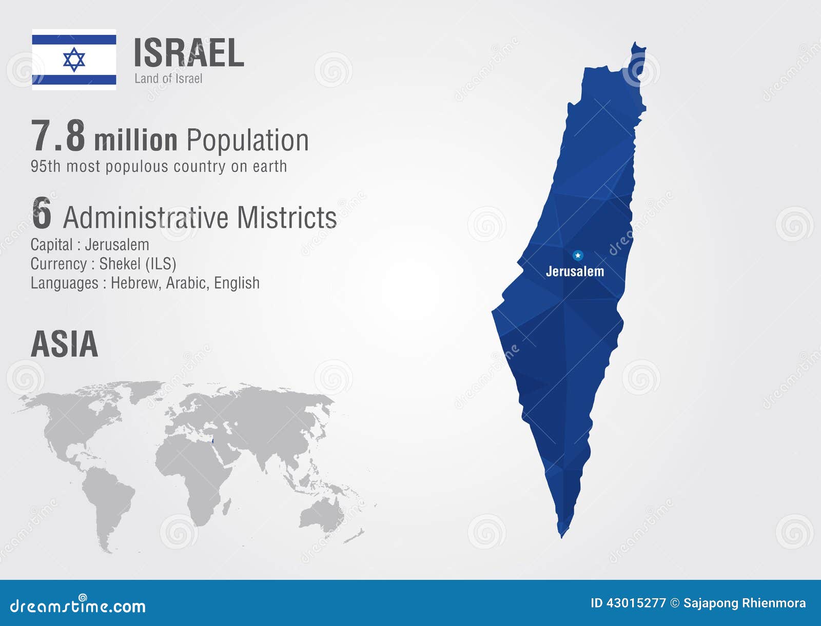 Pixel Map Of Israel. Vector Dotted Map Of Israel Isolated On White ...