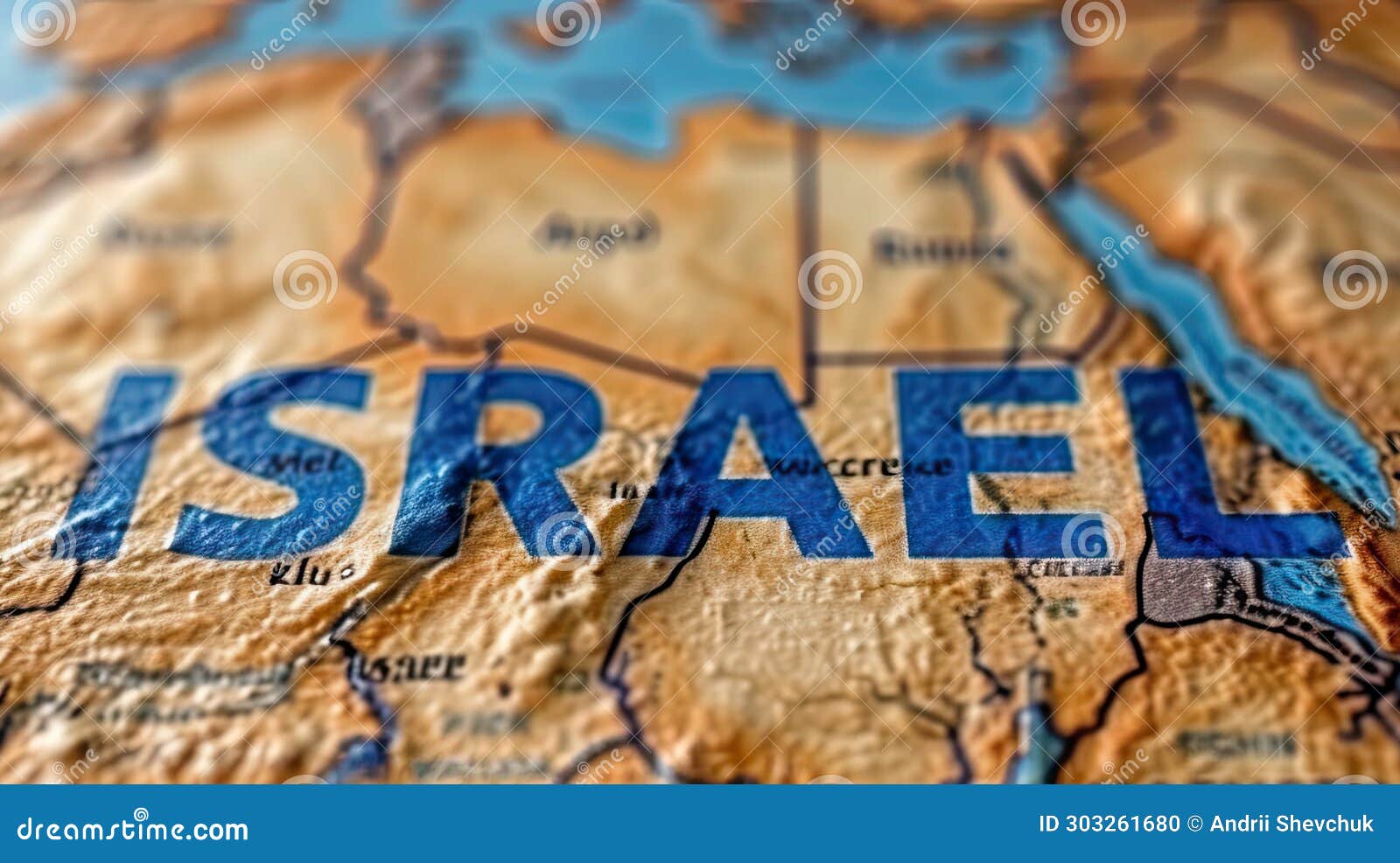 Israel on a World Map. Selective Focus Stock Illustration ...