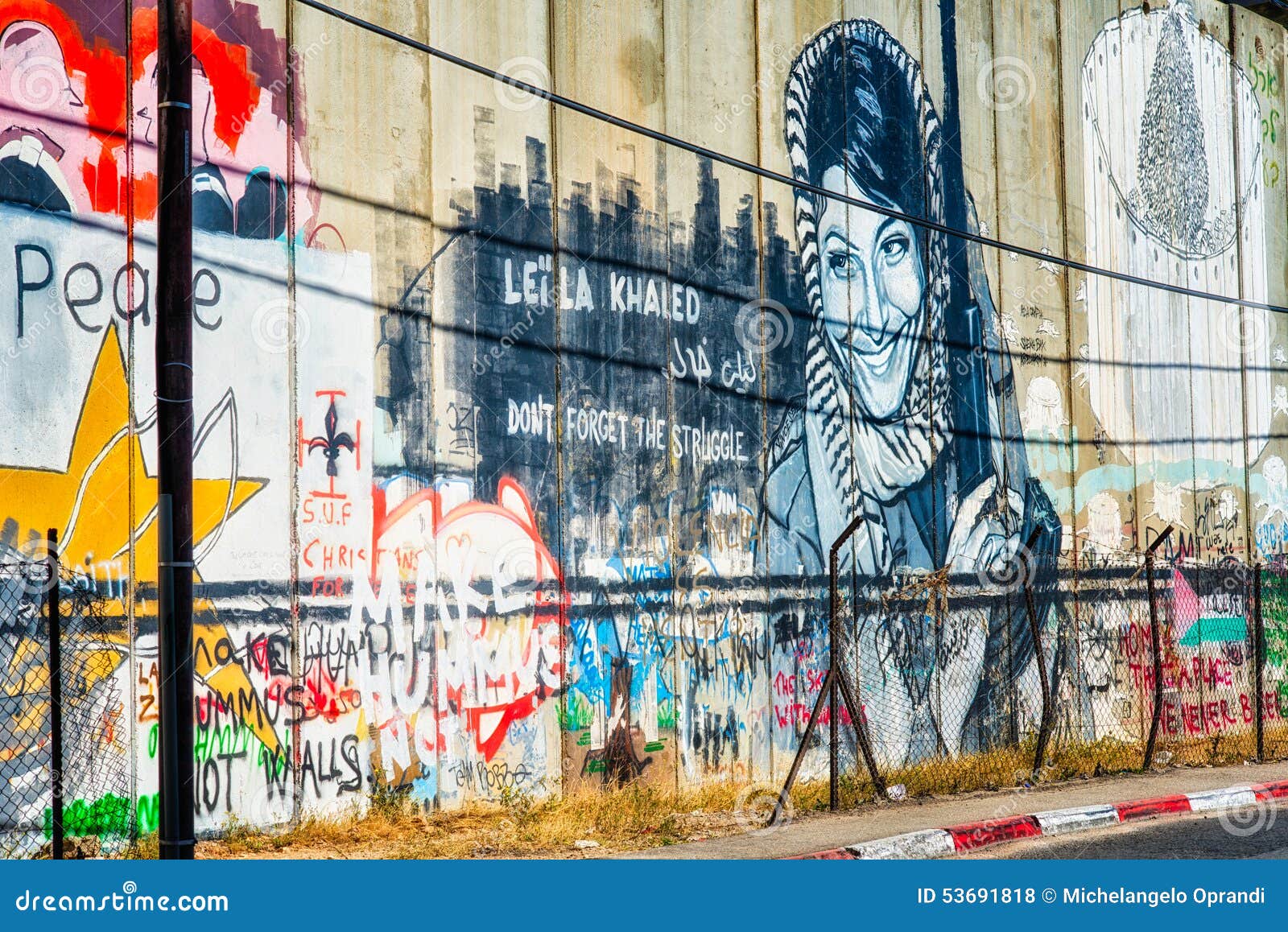 Israeli barrier editorial stock photo. Image of bethlehem - 53691818