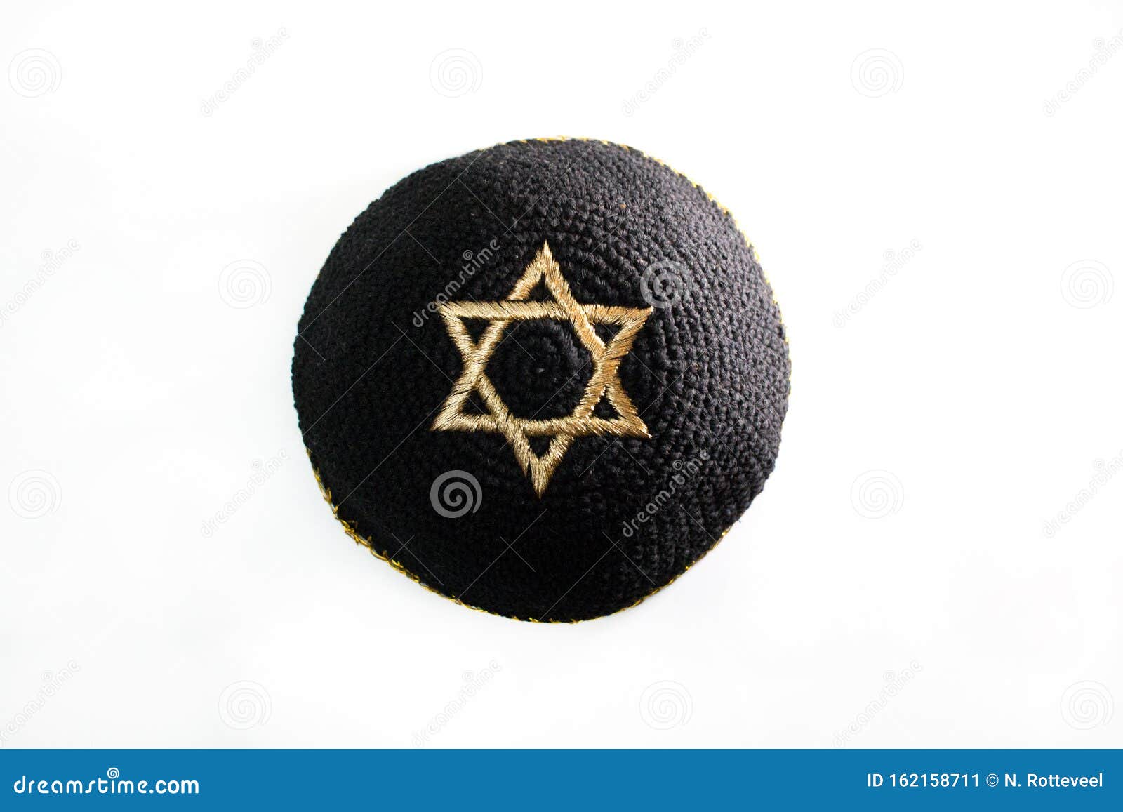 Israeli Black Kippah with a David Star on it from View. Stock Image ...