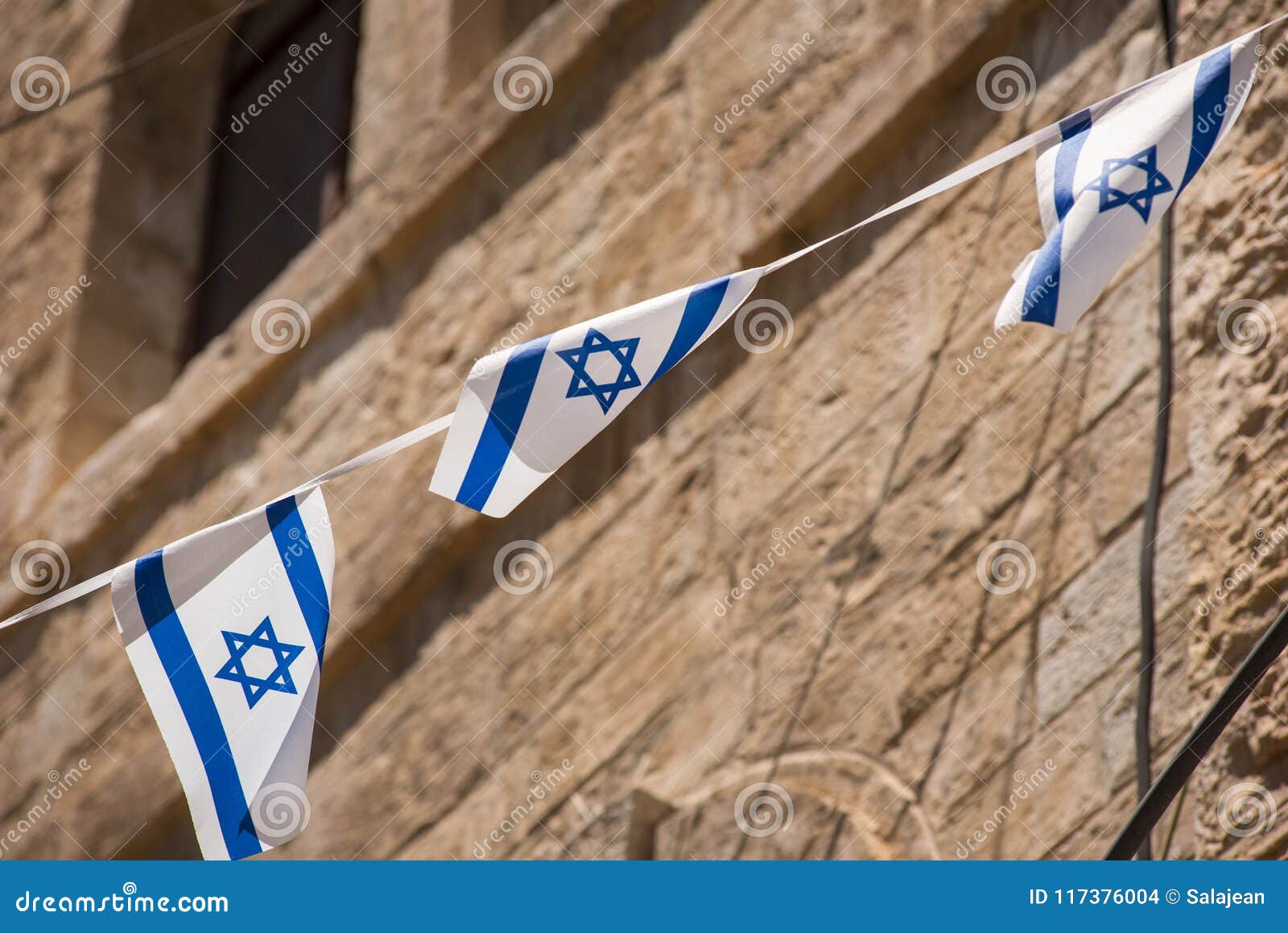 Israeli Flag Blowing in the Wind Stock Photo - Image of detail ...