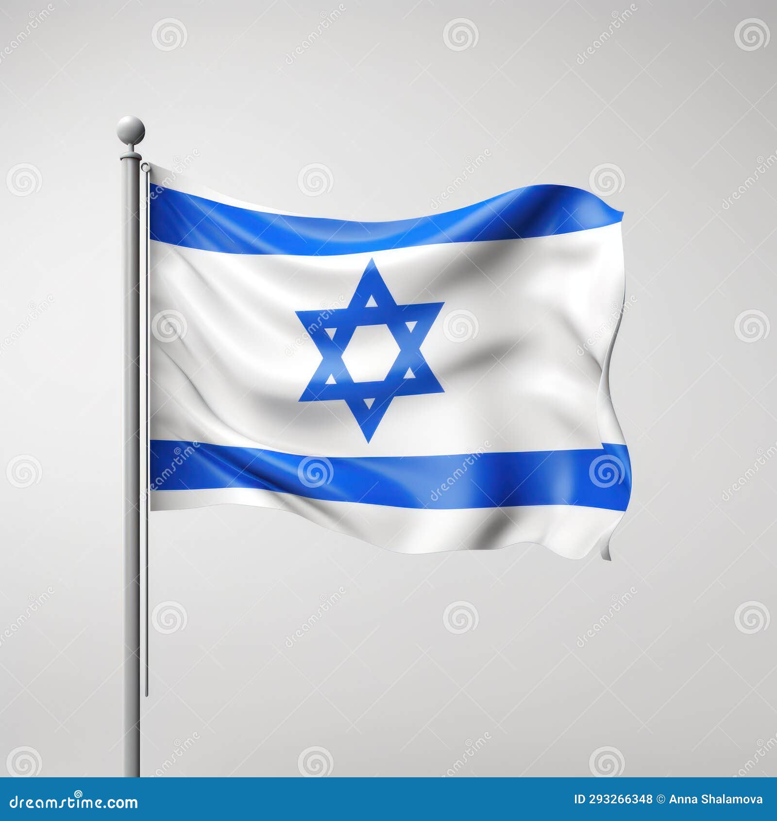 Israeli Flag Waving on a Pole Stock Illustration - Illustration of silk ...