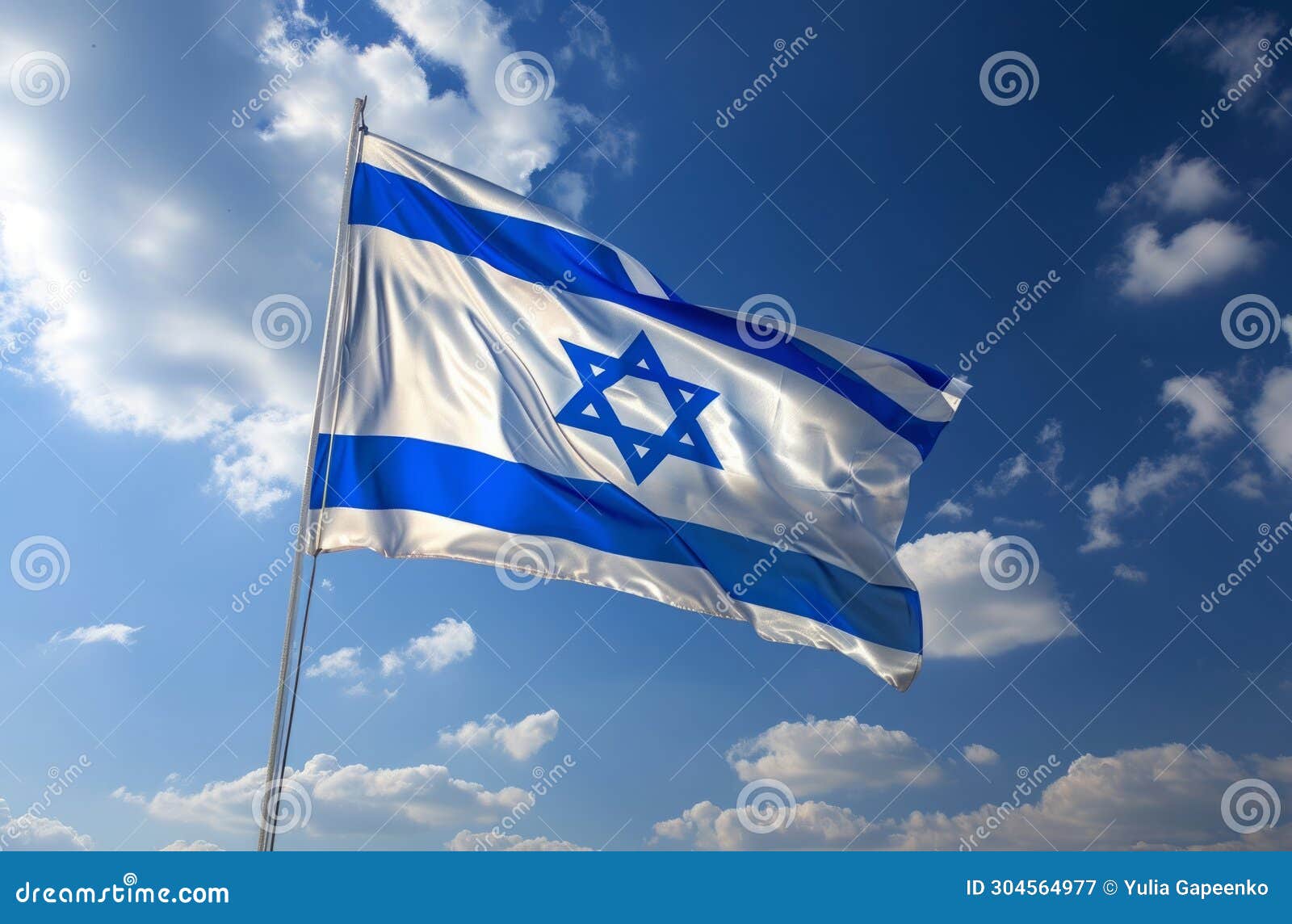 The Israeli Flag is Waving in the Wind Stock Image - Image of david ...