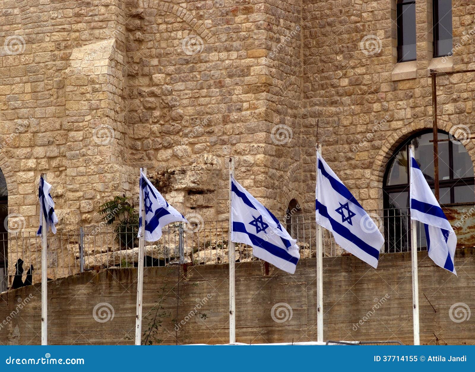 Israeli Flags, Jerusalem, Israel Stock Image - Image of mosque, city ...