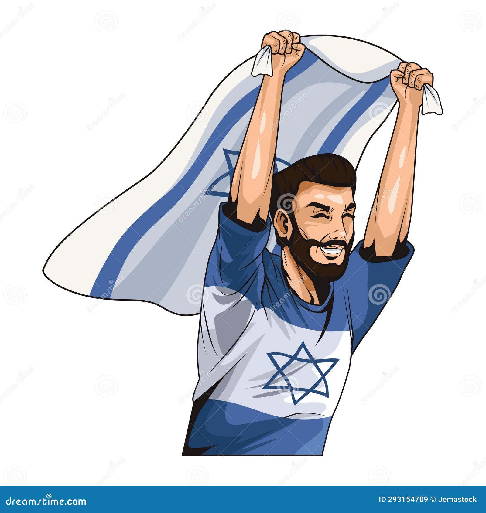 Israeli man with flag stock vector. Illustration of jewish - 293154709