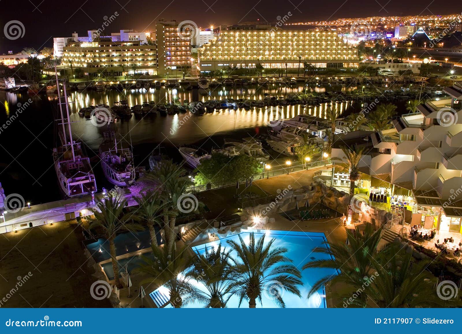 The Israeli night in Eilat stock image. Image of israel - 2117907