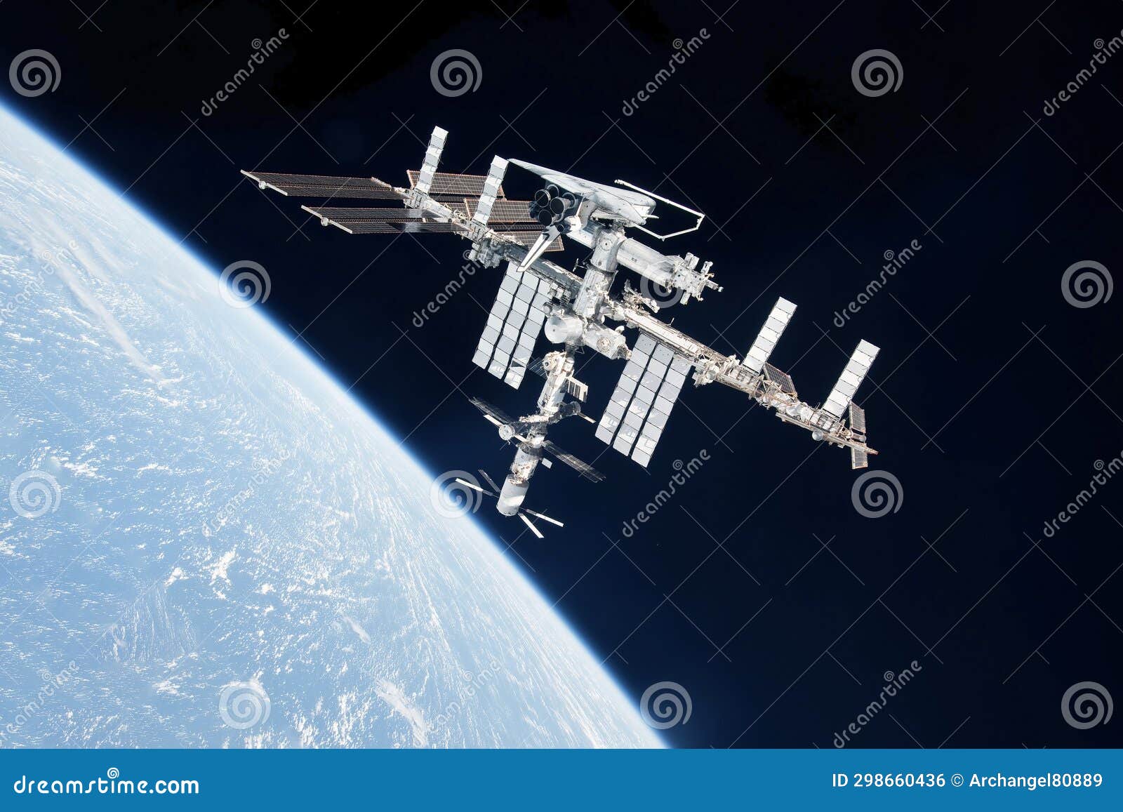 ISS Above the Surface of Planet Earth. Elements of this Image Furnished ...