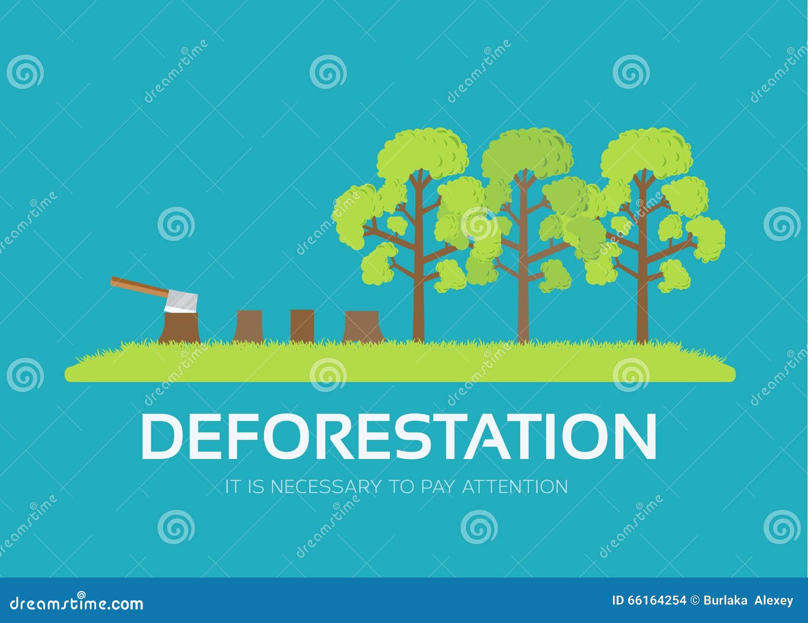 Issue Deforestation in Flat Design Background Concept. Ecological ...
