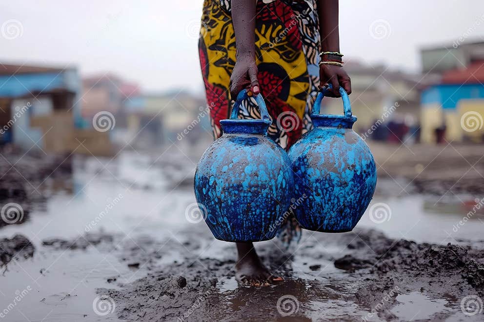 The Issue of Insufficient Water in Developing Countries. Stock Photo ...