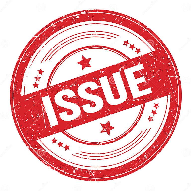ISSUE Text on Red Round Grungy Stamp Stock Illustration - Illustration ...