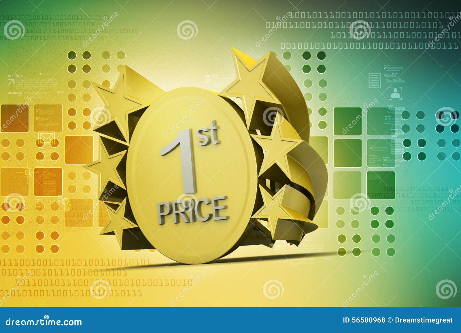 Ist prize, golden medal stock illustration. Illustration of approval ...